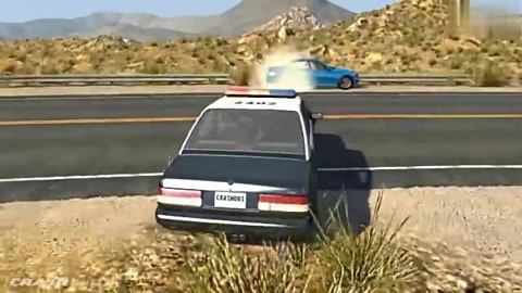 BeamNG模拟警车汽车追逐碰撞