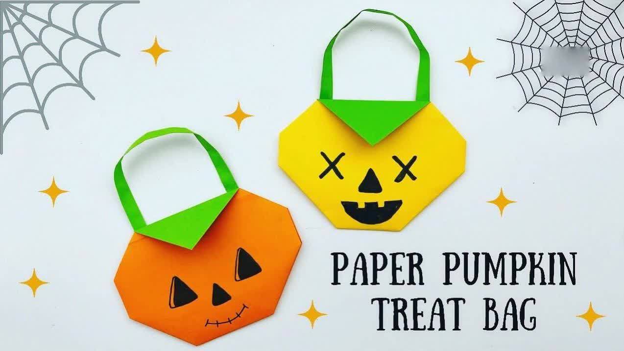 如何为孩子们制作简单的纸万圣节南瓜礼包,万圣节,纸模型