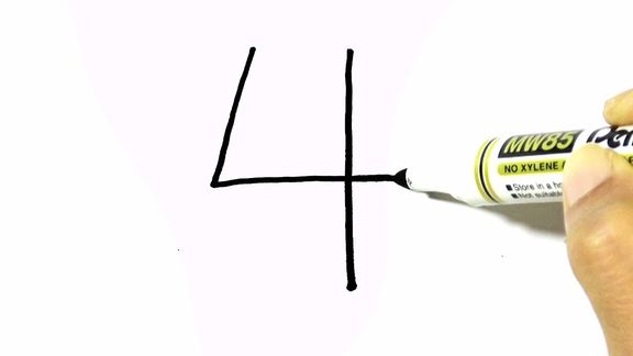 儿童简笔画:数字四变成了鲨鱼