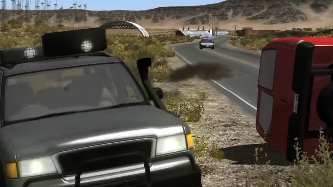 汽车实况模拟 吉普车是如何绕道交通事故路段 的呢?