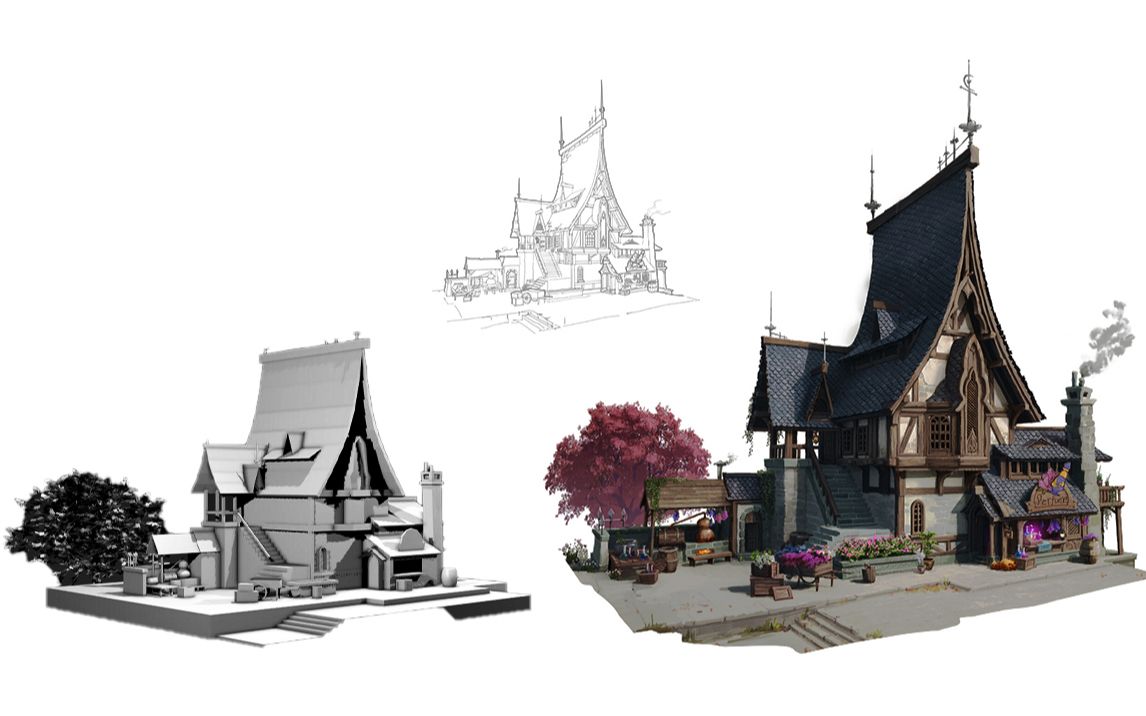 3Dmax零基础教程——中国风桃花坞~古风建筑模型制作全流程讲解!...