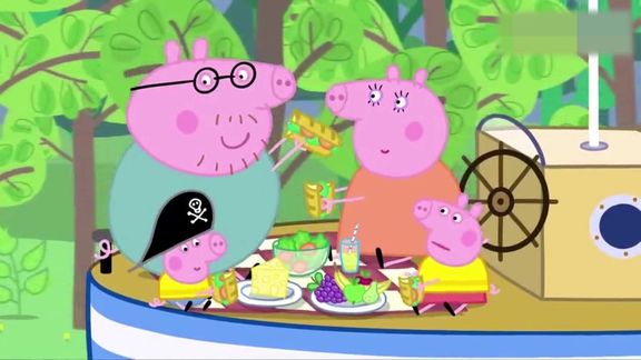 猪爸爸对船上的厨房很不了,食物在哪里都知道