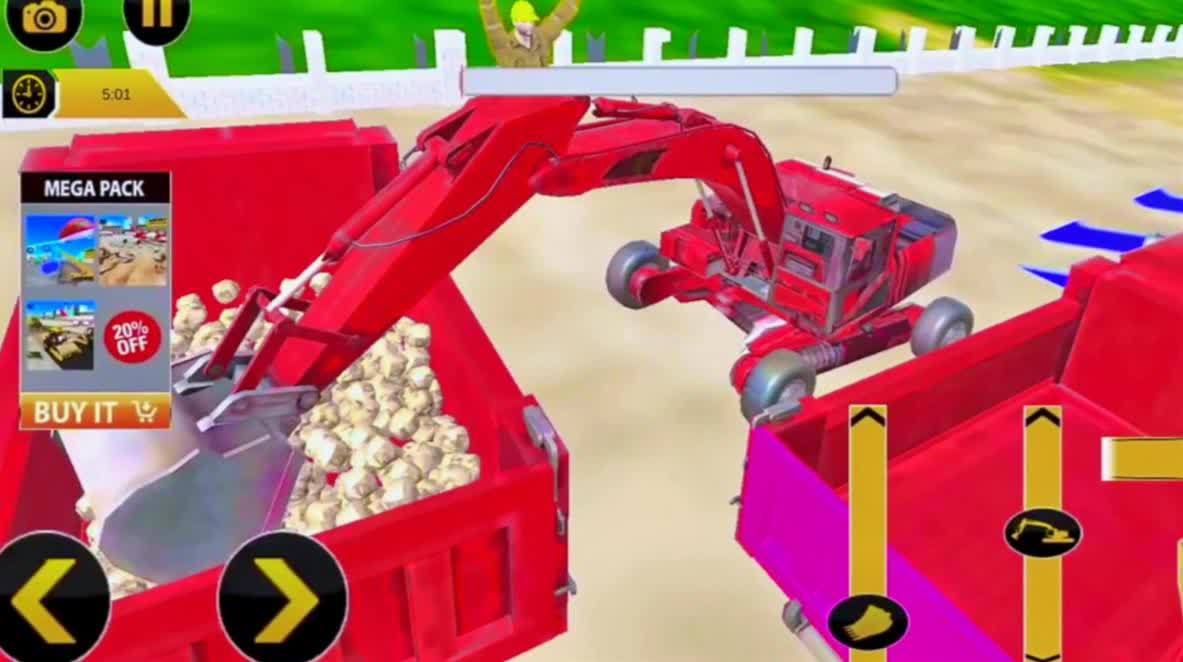 童趣:孩子们爱玩工程车游戏,挖掘机运输沙土,挖机驾驶模拟器游戏