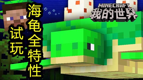 我的世界:海洋新生物,海龟全特性搞笑试玩!