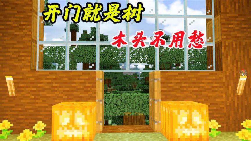 我的世界:房子建在森林,门外全是大树,木头再也不愁了!