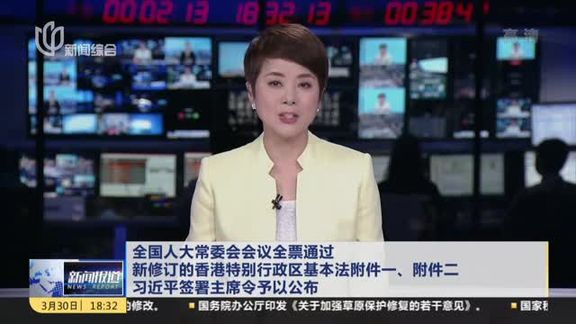 全国人大常委会会议全票通过新修订的香港特别行政区基本法附件一、...