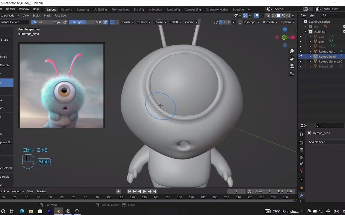【Blender3d】跟我一起捏个小怪兽吧!