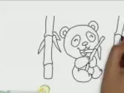 育儿早知识: 儿童简笔画, 国宝熊猫吃竹子简笔画教程