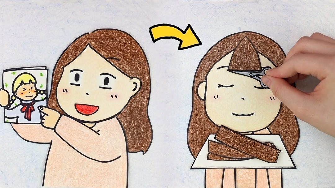 有趣定格动画:小女孩的爱美心,空气刘海的盛行