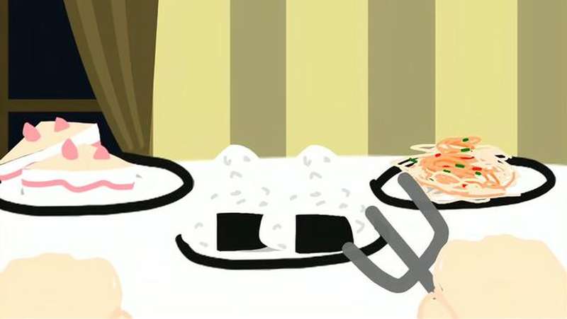 美食动画制作,饭团,意面,蛋糕