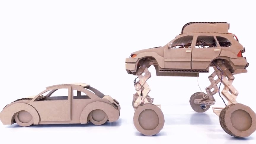 手工制作可升降电动玩具汽车