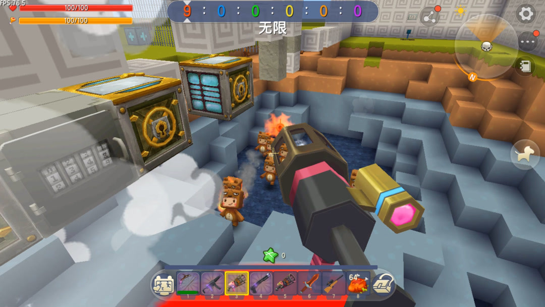 迷你世界:大战几百只熊孩子,拿起火箭筒乱炸,地图都被炸没了