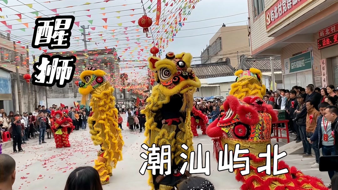 广东潮汕醒狮表演,全村围观场面震撼!