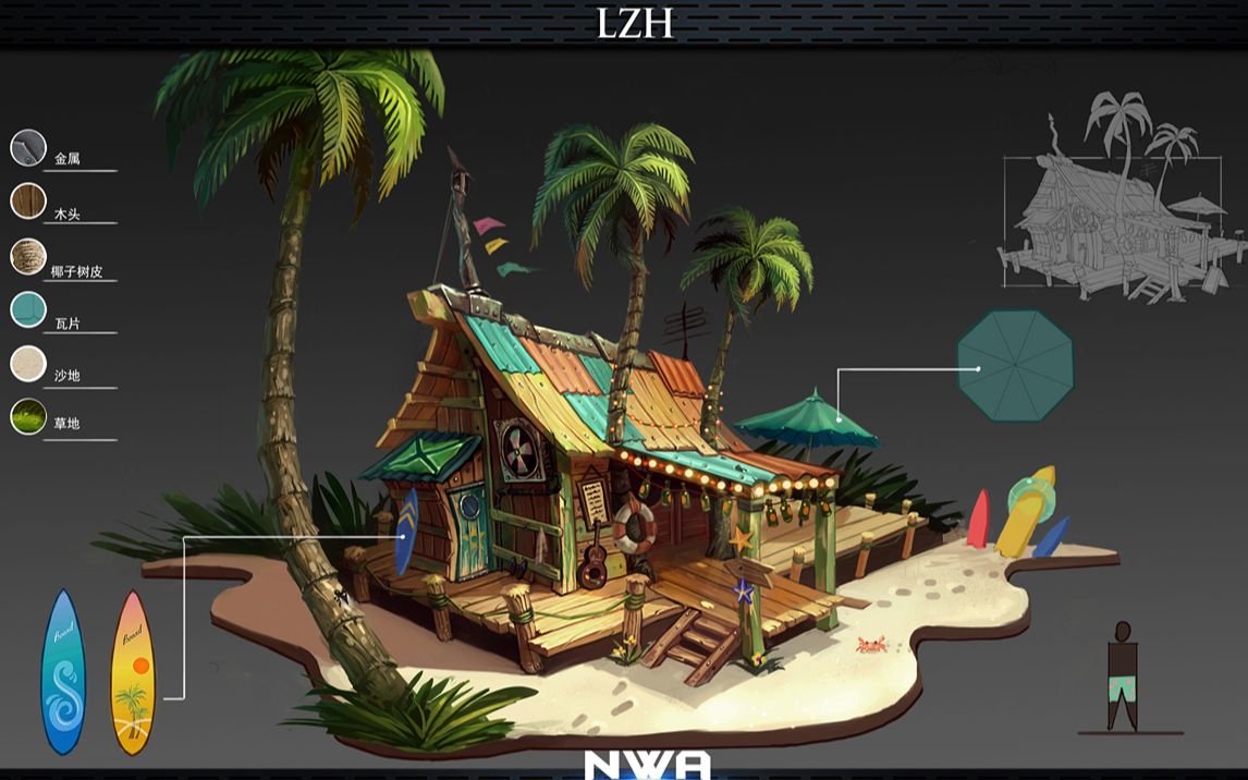 〖3Dmax场景建模〗从BOX开始制作一栋沙滩小木屋,模型布线细节教学!