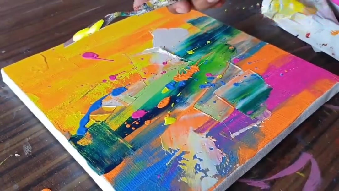 牛人教你如何快速用刮刀,刮出一幅抽象画!这也太简单了吧!