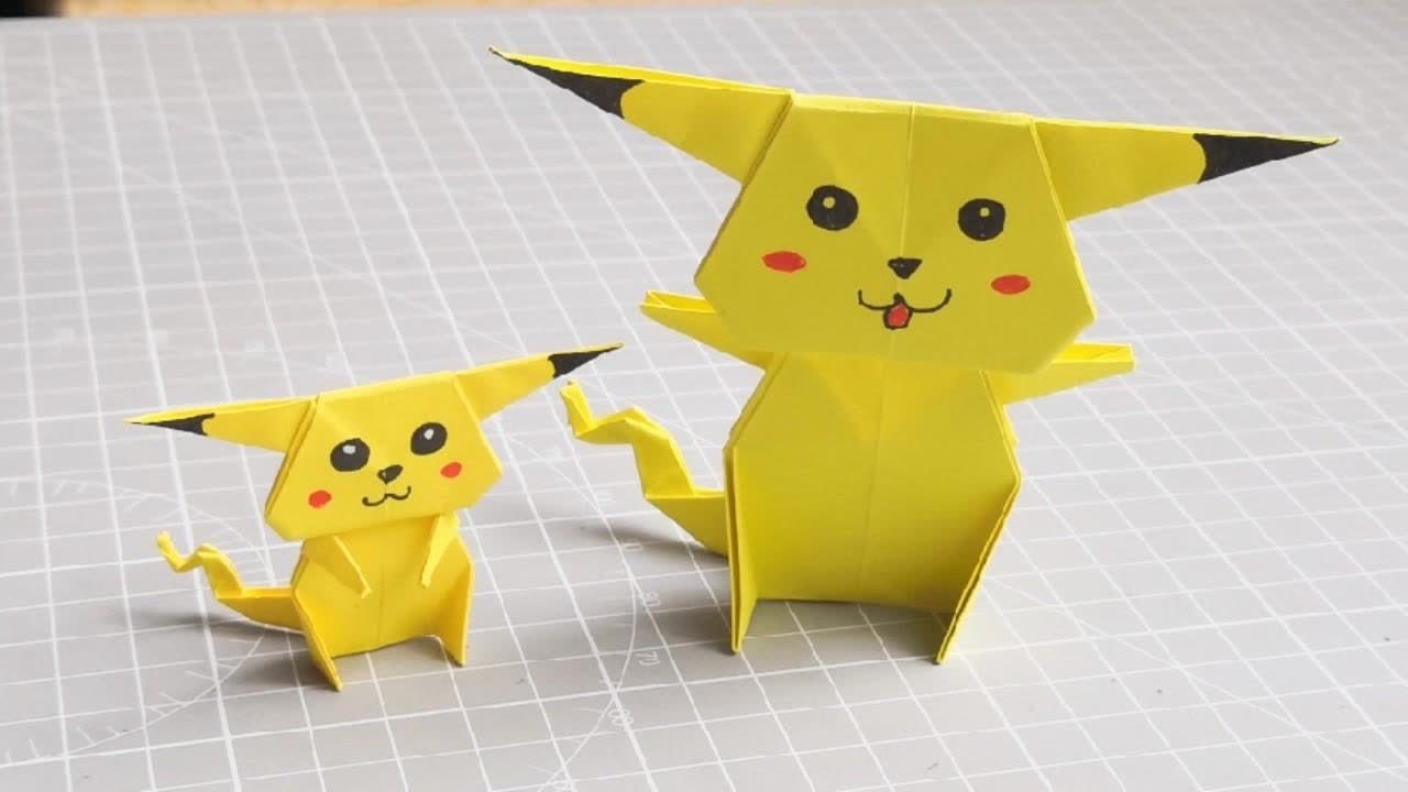 皮卡丘的折法教程来咯,是整体的可以站立,简直心都快被萌化了