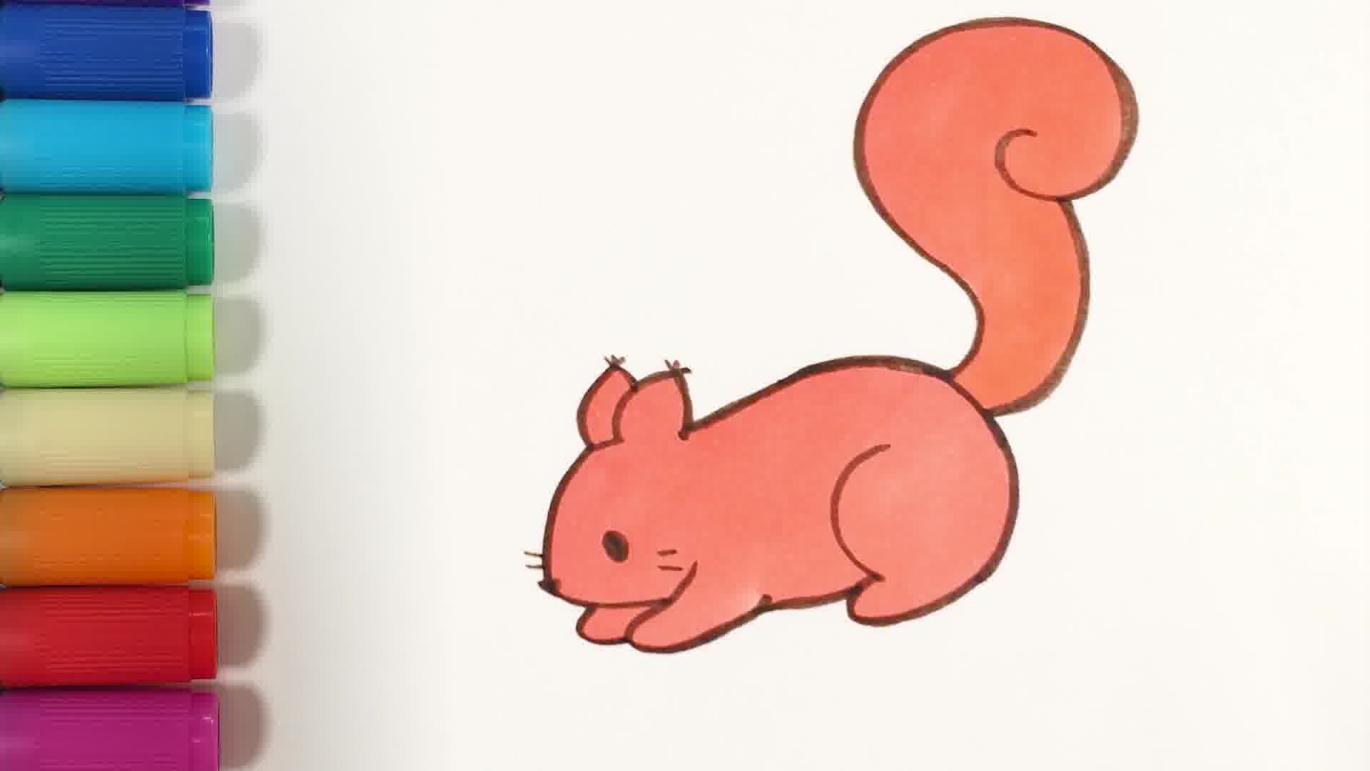 儿歌多多儿童简笔画松鼠 学画森林精灵小动物松鼠