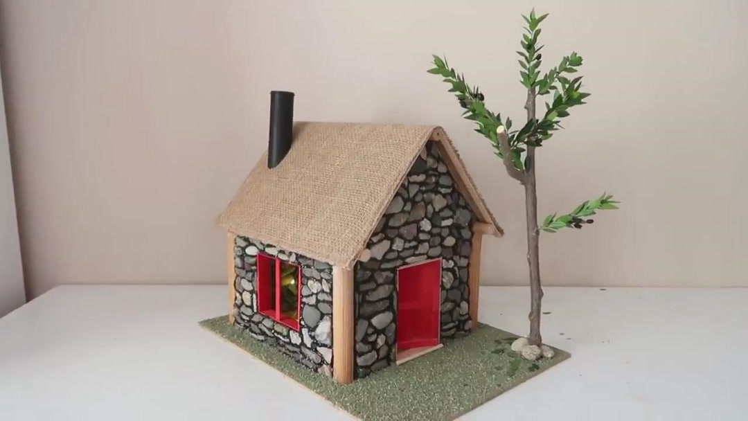 创意手工DIY,石壁房屋模型的制作方法!