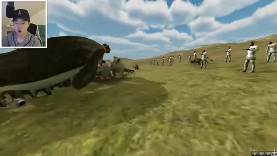 【野兽战争模拟器】 搞笑霸王龙吉普车足球赛? 动物野兽挑战人类!