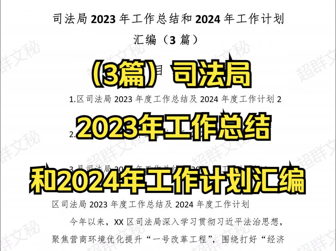 (3篇)司法局2023年工作总结和2024年工作计划汇编 最新范文