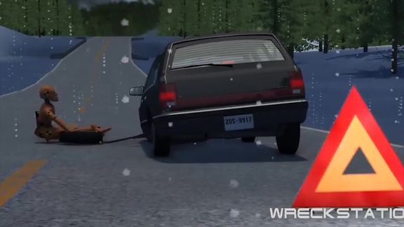 车祸模拟:搞笑玩法,汽车开足马力在湿滑路面连环相撞