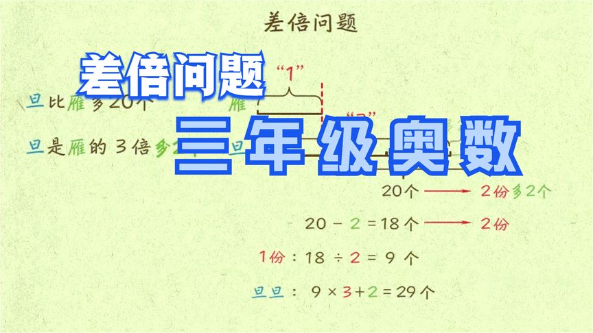 三年级奥数 思维训练 应用题解题思路方法:差倍的问题