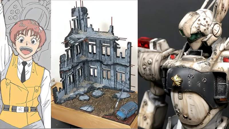 【模型技巧】MG 机动警察 战损旧化 场景制作 制作教学