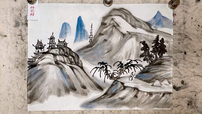 简单国画山水画教程,寻觅美景