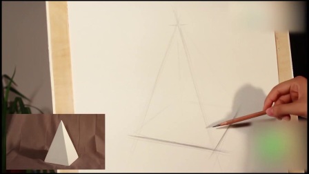 素描图片素描基础入门教程石膏几何体结构素描,四棱锥体的画法教程...