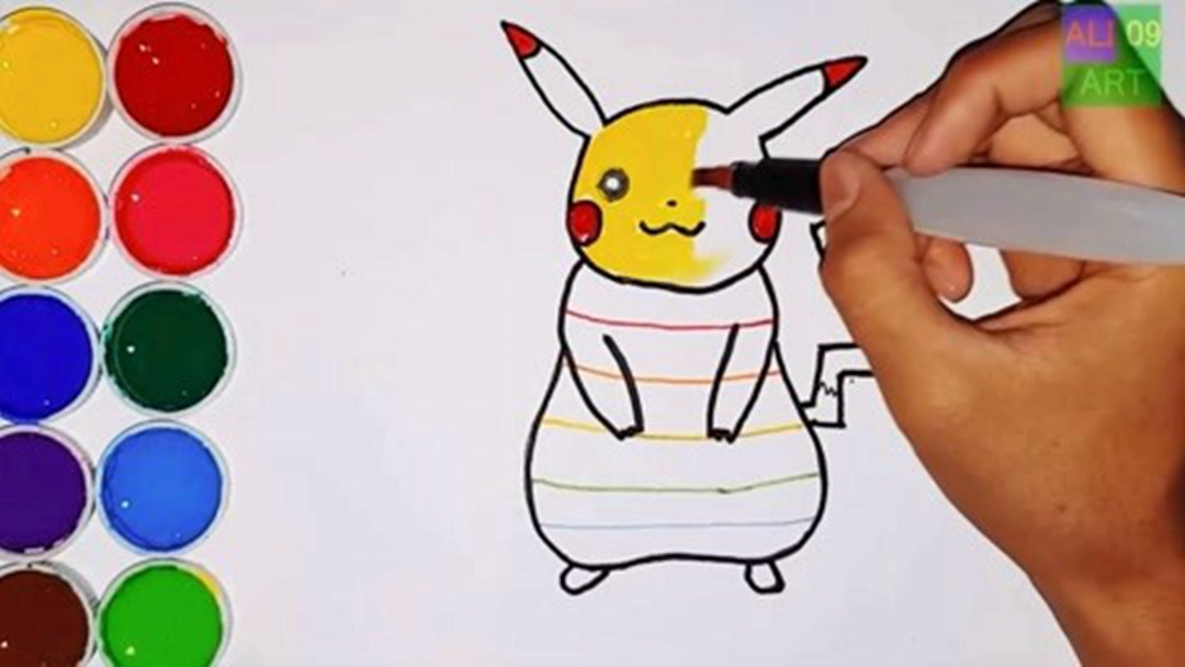 儿童绘画x启蒙绘画:皮卡丘的绘制与上色