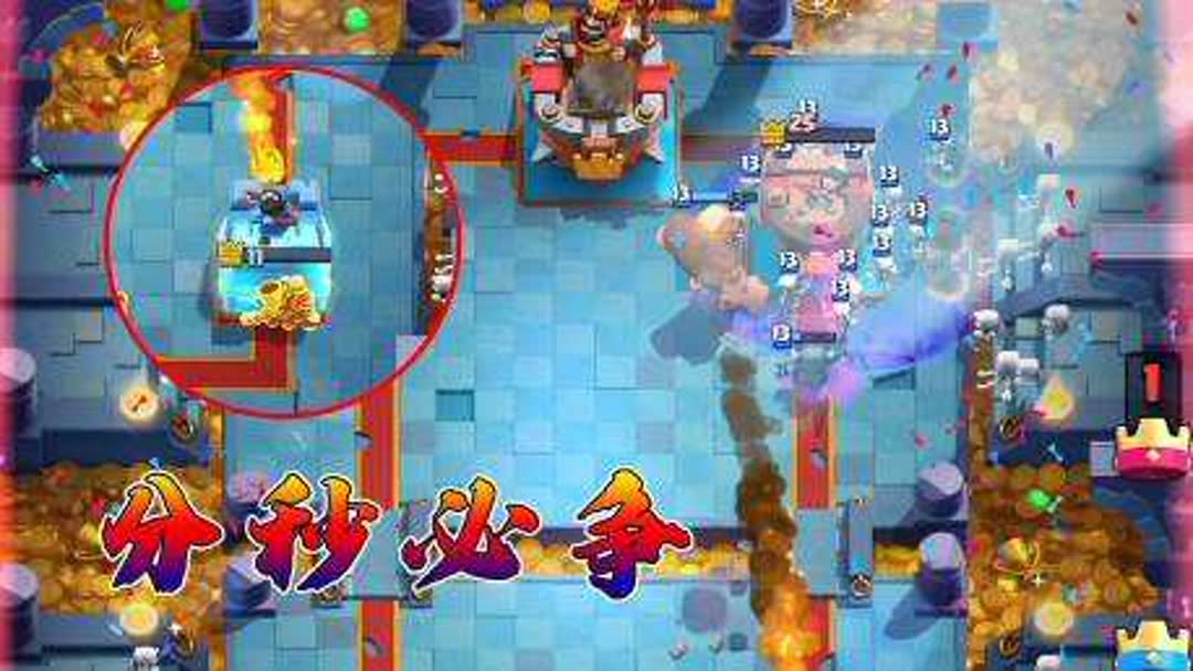 皇室战争:胖子皮卡12小骷髅vs火球,加时赛上演0.1秒分胜负