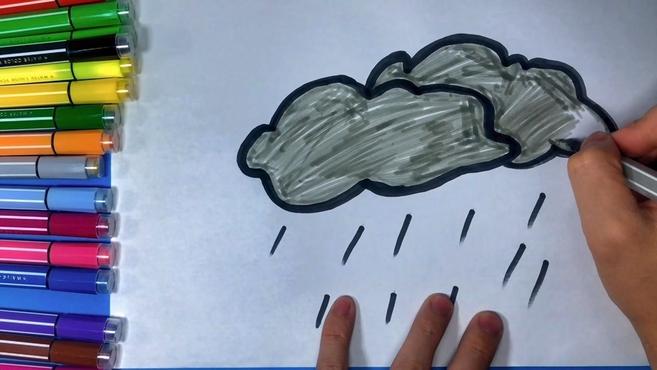 宝宝学画画 如何画一朵简单好玩又好看的乌云 儿童画画视频