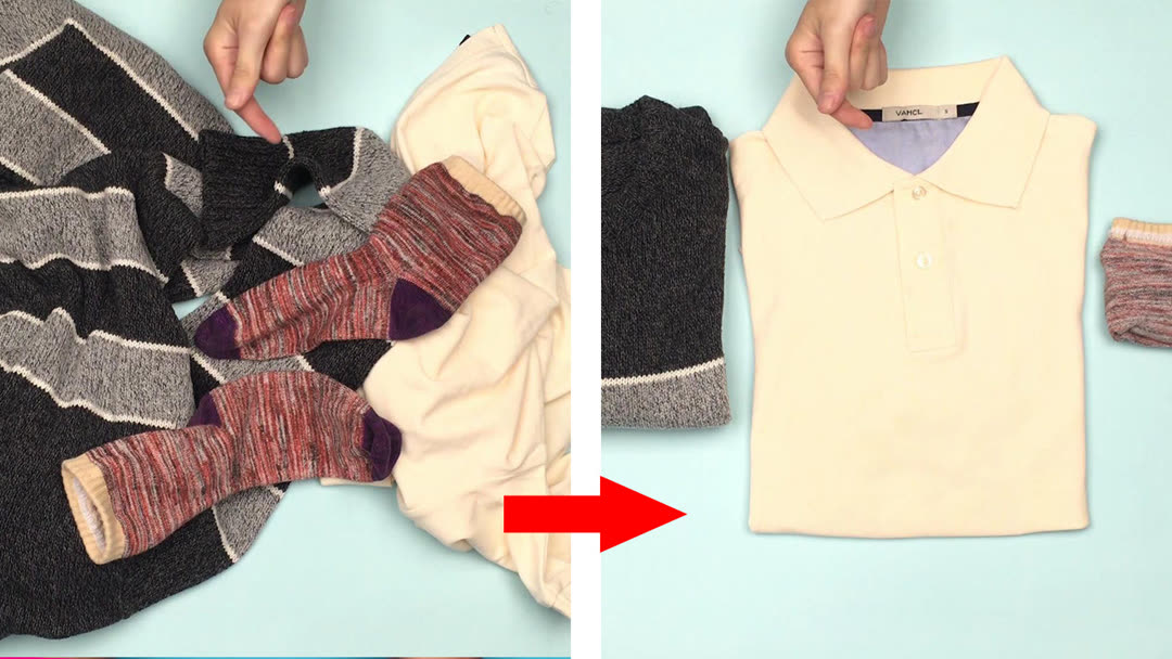 衣物的快速叠法,学会这些小窍门,3秒折叠一件衣服