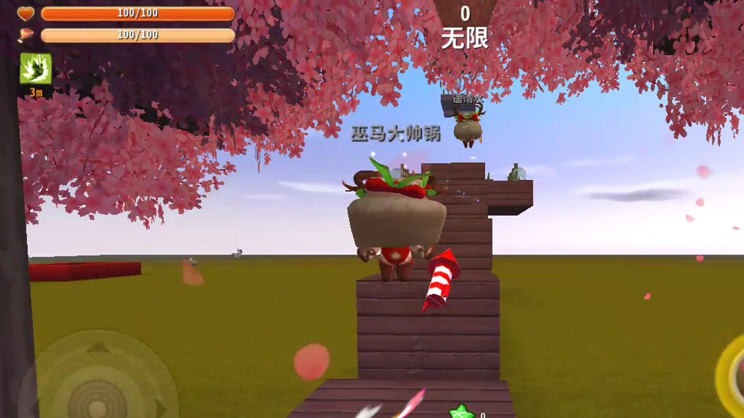【小丫】迷你世界桃花木板酷跑吃烤鸡