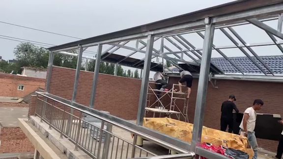 小别墅阳光房顶框架结束 效果杠杠滴#装配式建筑 #钢结构安装