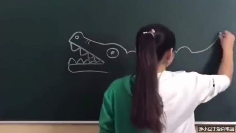 绘画教程 美术老师的小技巧,简单几下画出鳄鱼,简笔画也能很生动!