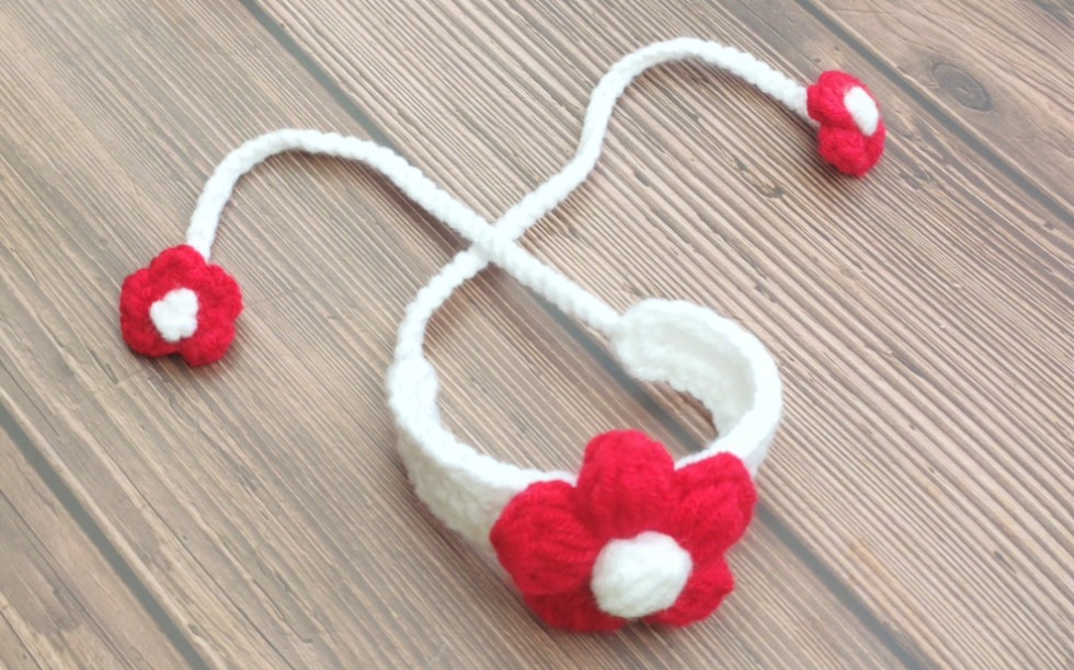 易烊千玺送你一朵小红花手环手工编织毛线手链教程