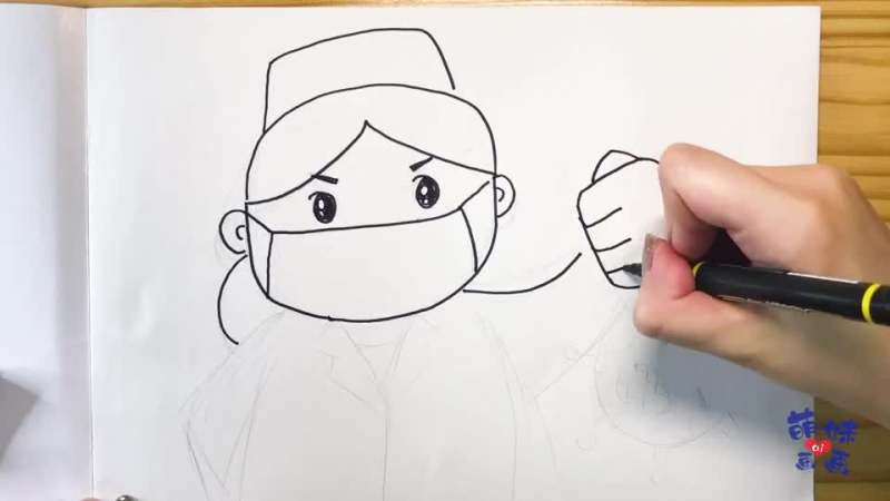 宅家学画抗击病毒的医生简笔画,抗击疫情,我们在行动!