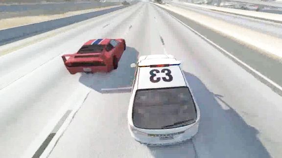 BeamNG:疯狂地警车不顾一切地追击卡车和跑车,结果很惨!