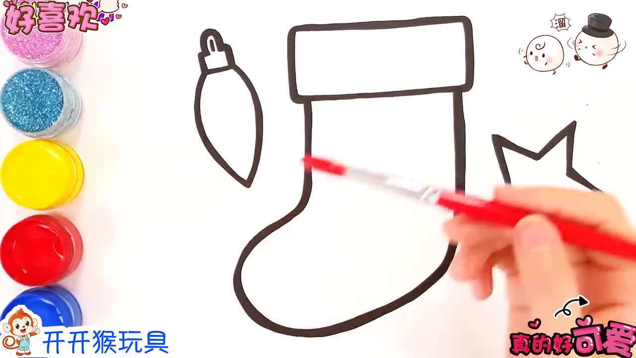 越看越漂亮!2分钟学会闪亮圣诞树简笔画,学色彩英语儿童玩具