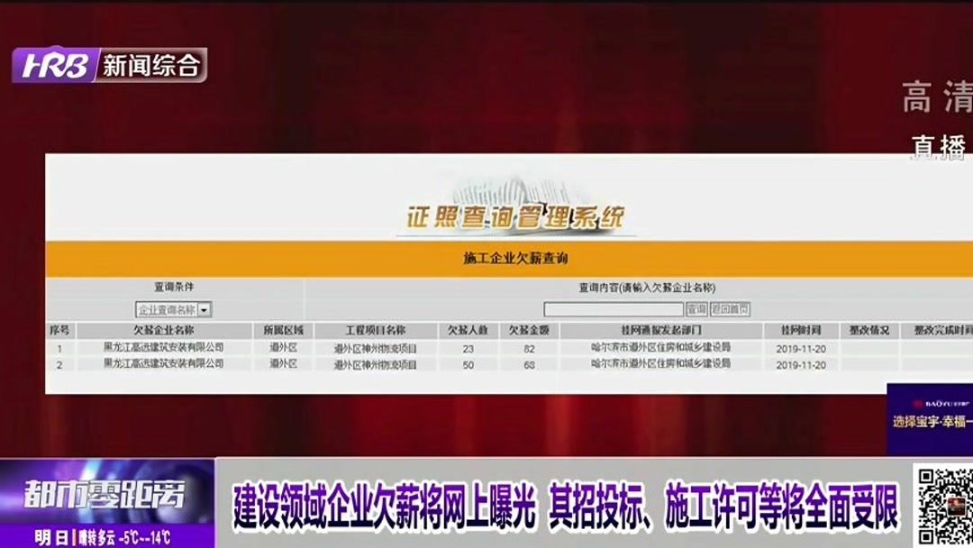 建设领域企业欠薪将网上曝光 其招投标、施工许可等将全面受限
