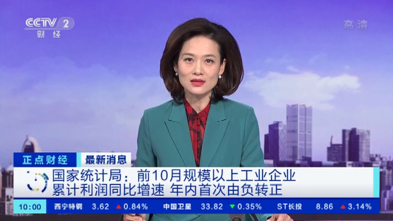 ...统计局:前10月规模以上工业企业累计利润同比增速 年内首次由负转正