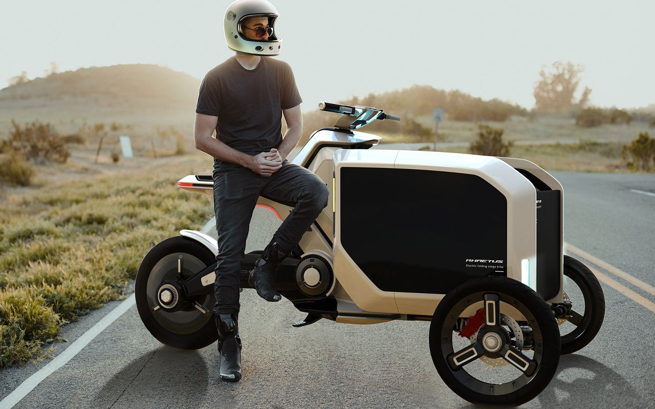 很科幻的电动倒三轮,可运货可折叠,一键变形小电摩