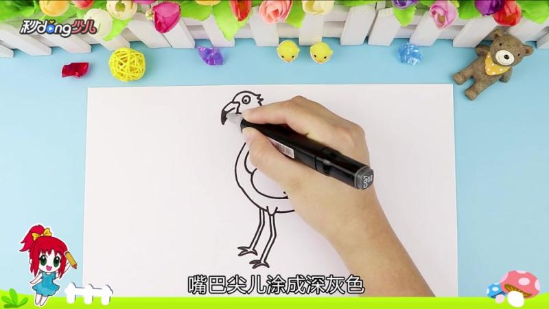 火烈鸟绘画教程分解 每日一画,让宝宝认知全世界动物!