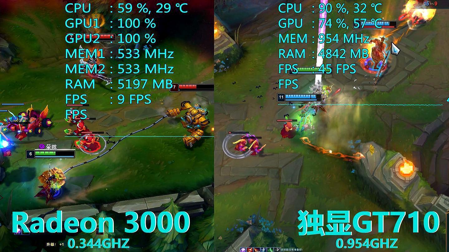 ...b>英雄联盟是什么体验?CPU集显与GT710核显.