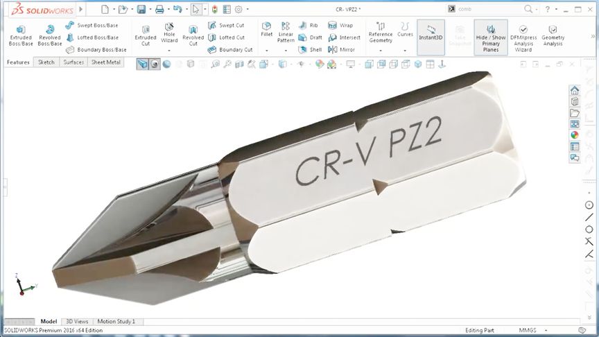 用SolidWorks绘制的螺丝起子