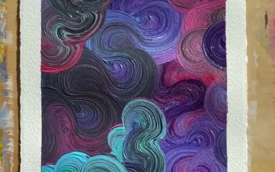 肌理装饰画教程|肌理画|手绘|丙烯画|抽象画