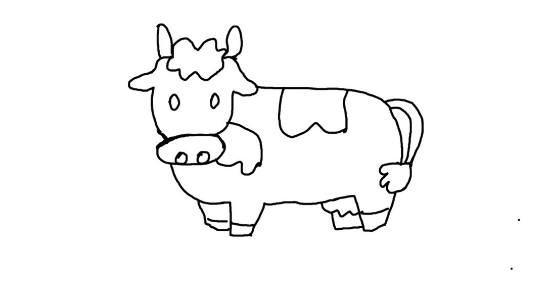 艺言手绘:我们一起画简笔画,教你如何画可爱的小奶牛,超简单