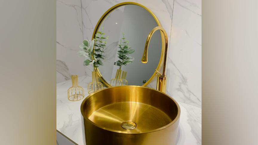 #不锈钢卫浴 #台上盆 金色台上盆洗手盆#抖音热门