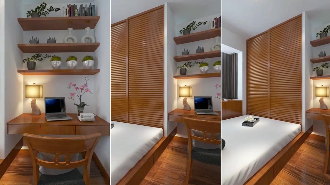 房间就这么点大,装修成踏踏米床,书桌,衣柜一个都不少#叶鸣蝉设计师...